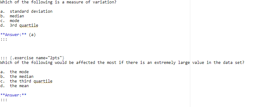 Solved Which of the following is a measure of variation? | Chegg.com