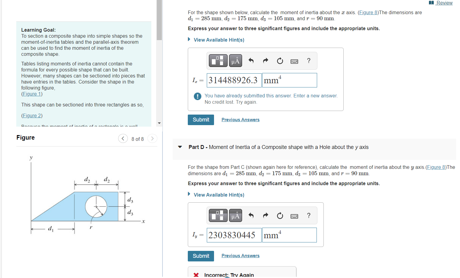 Solved For the shape shown below, calculate the moment of | Chegg.com