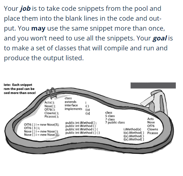 Solved Pool Puzzle Your job is to take code snippets from | Chegg.com