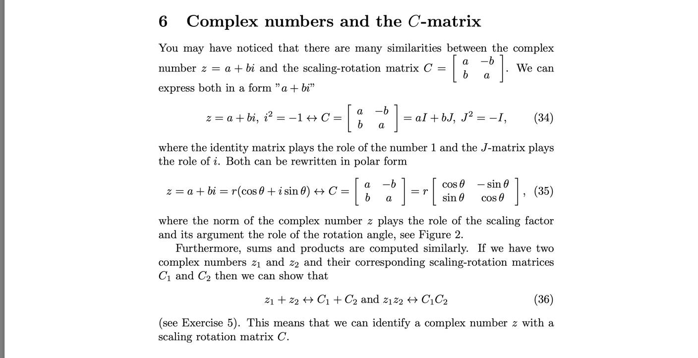 Solved 6 Complex numbers and the C-matrix You may have | Chegg.com