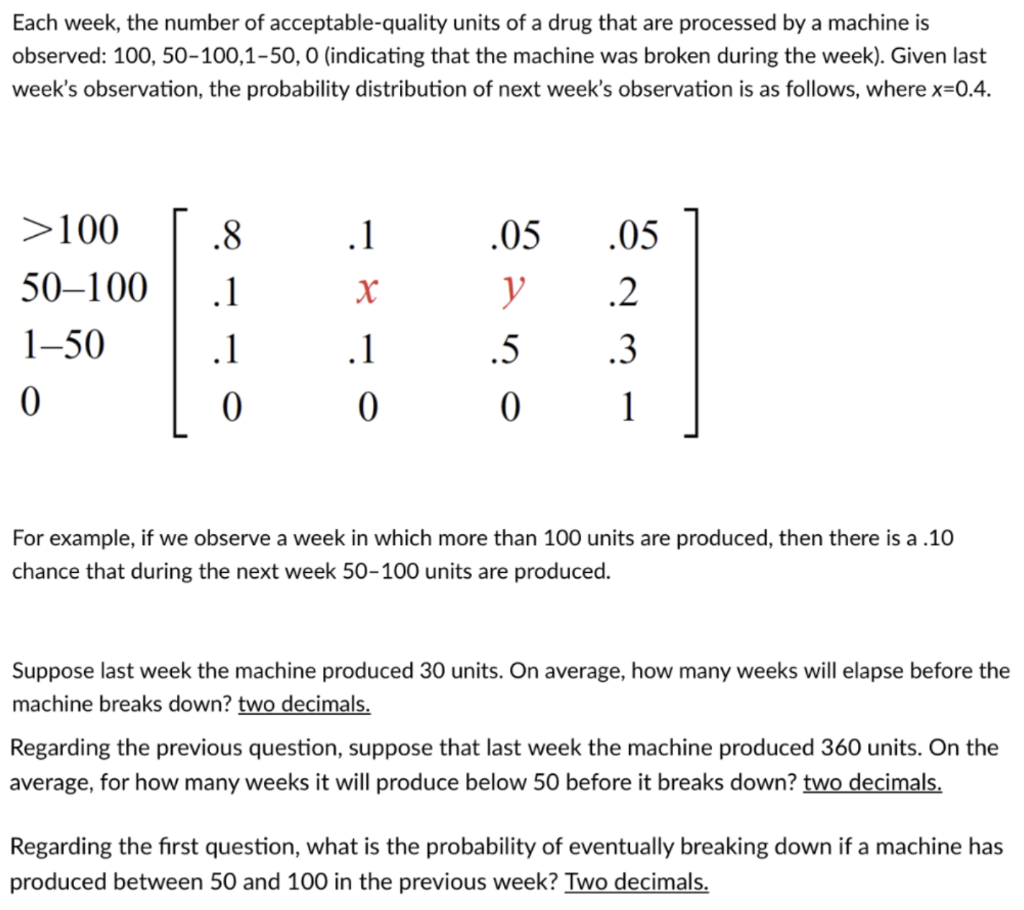 Solved Each week, the number of acceptable-quality units of | Chegg.com