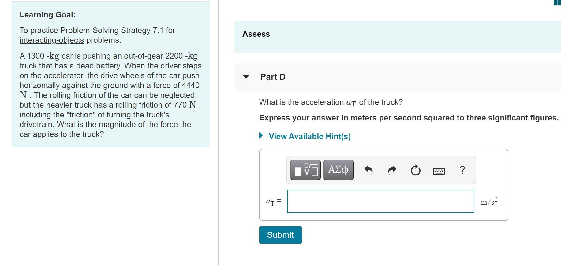 Solved Learning Goal: Assess Part D To practice | Chegg.com