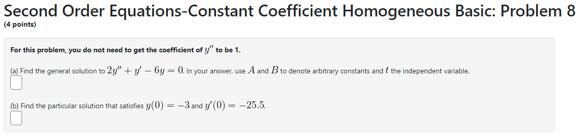 Solved Second Order Equations-Constant Coefficient | Chegg.com
