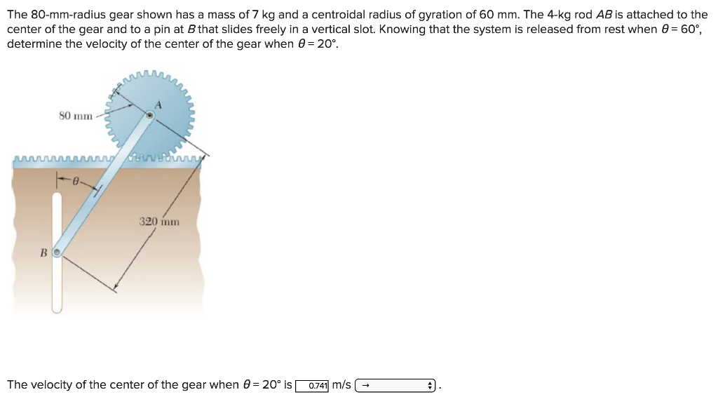 Solved The 80-mm-radius gear shown has a mass of 7 kg and a | Chegg.com
