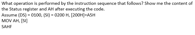 Solved What operation is performed by the instruction | Chegg.com