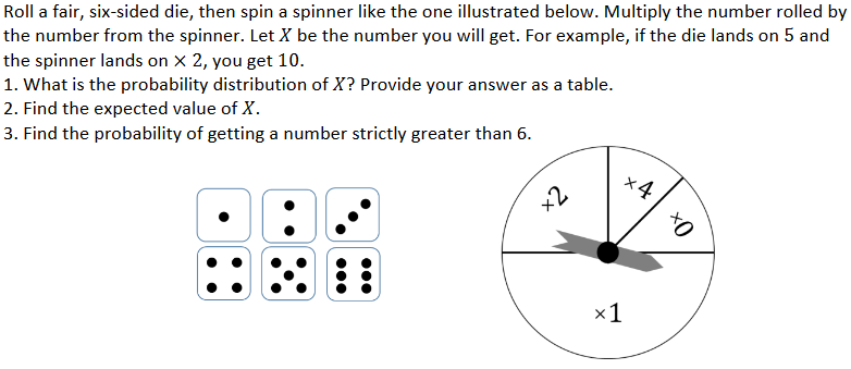 Solved Roll a fair, six-sided die, then spin a spinner like | Chegg.com