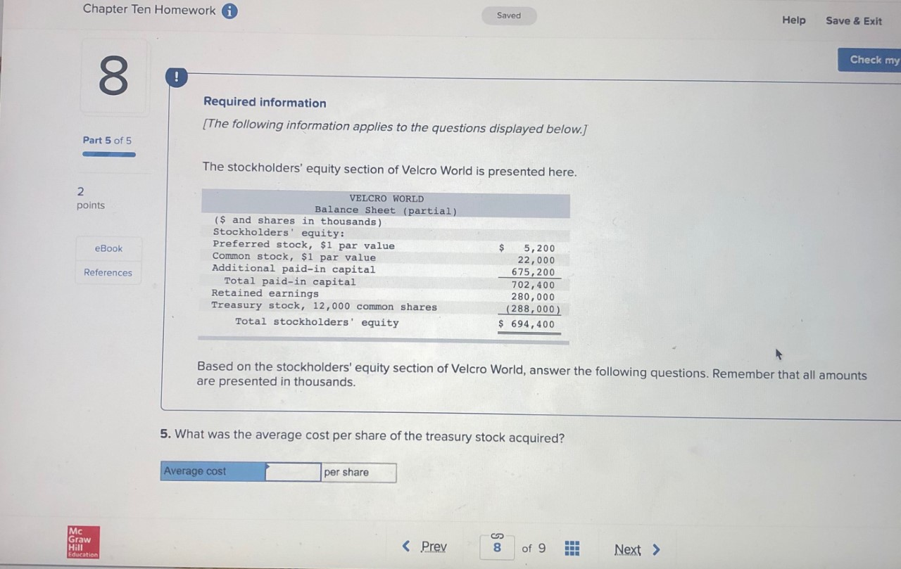 Solved Chapter Ten Homework i Saved Help Save & Exit Check | Chegg.com
