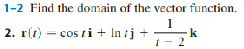 Solved 1-2 ﻿Find the domain of the vector | Chegg.com