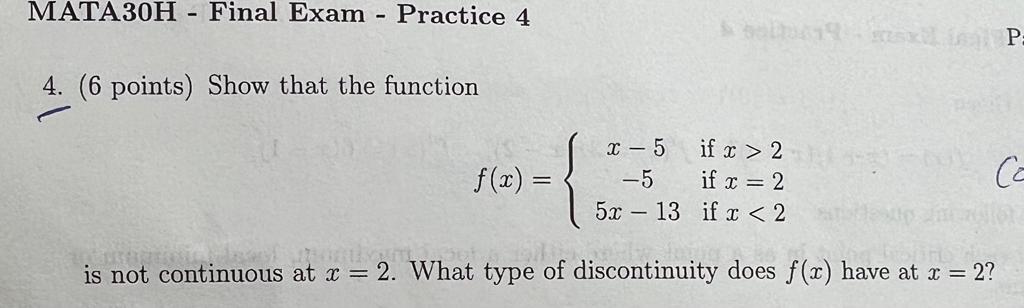 Solved 4. (6 points) Show that the function | Chegg.com