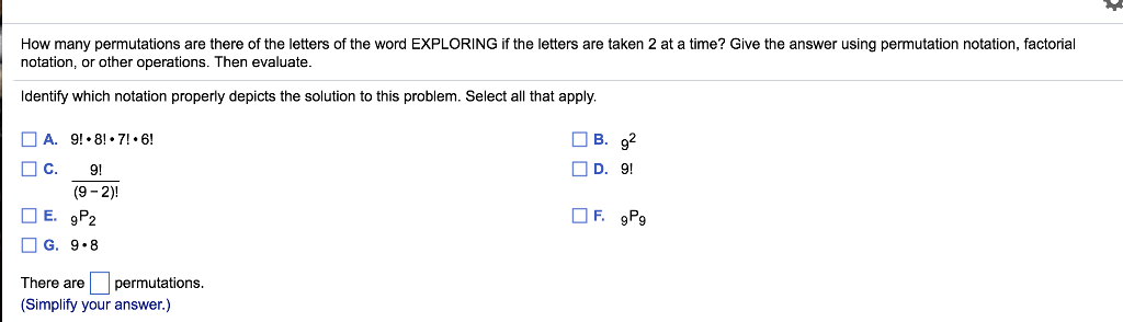 Solved How many permutations are there of the letters of the | Chegg.com