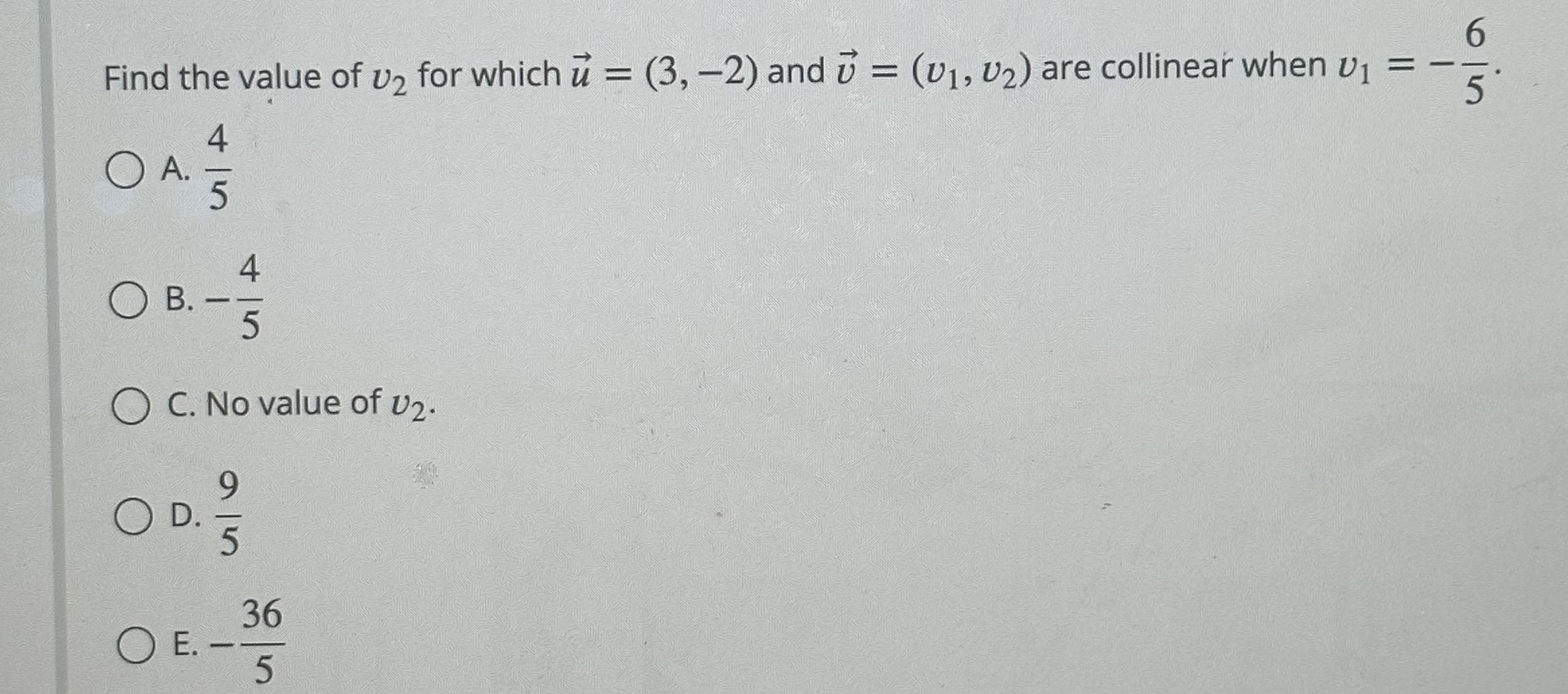Solved Find the value of v_(2) for which vec(u)=(3,-2) and | Chegg.com