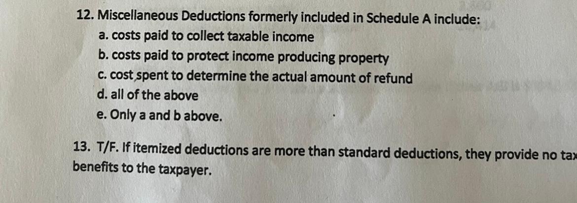 Solved 12. Miscellaneous Deductions formerly included in | Chegg.com