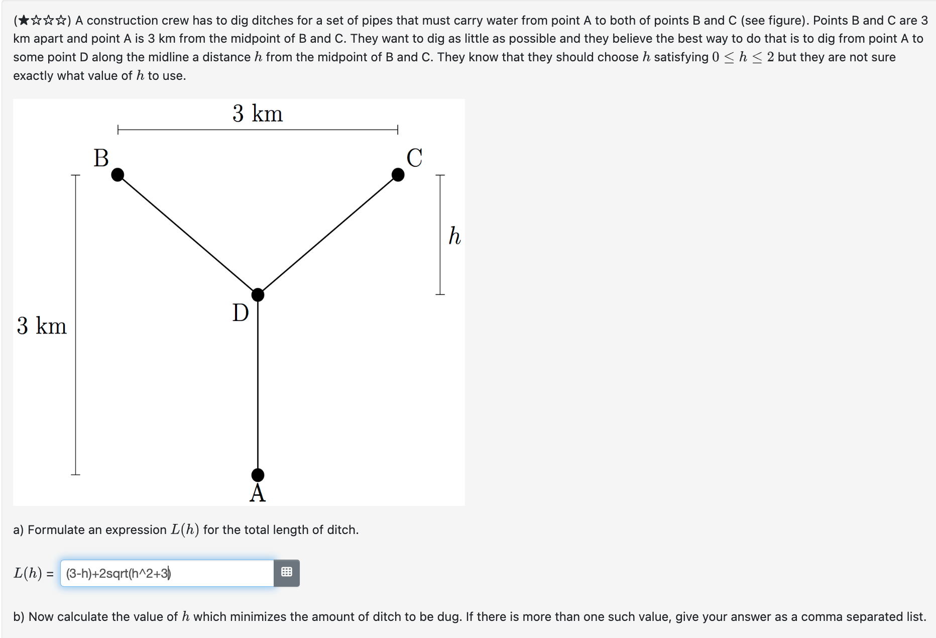 Solved km apart and point A is 3 km from the midpoint of B | Chegg.com