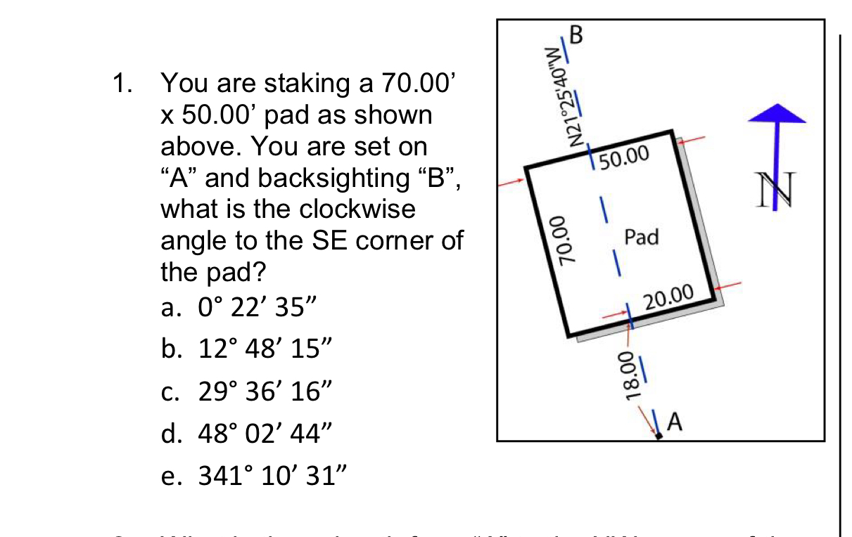 Solved by an EXPERT You are staking a 70.00 'x 50.00' ﻿pad as | Chegg.com