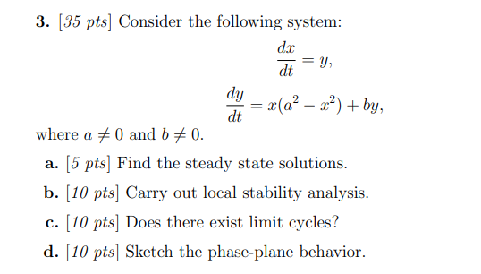 Solved 3. [35 pts] Consider the following system: | Chegg.com