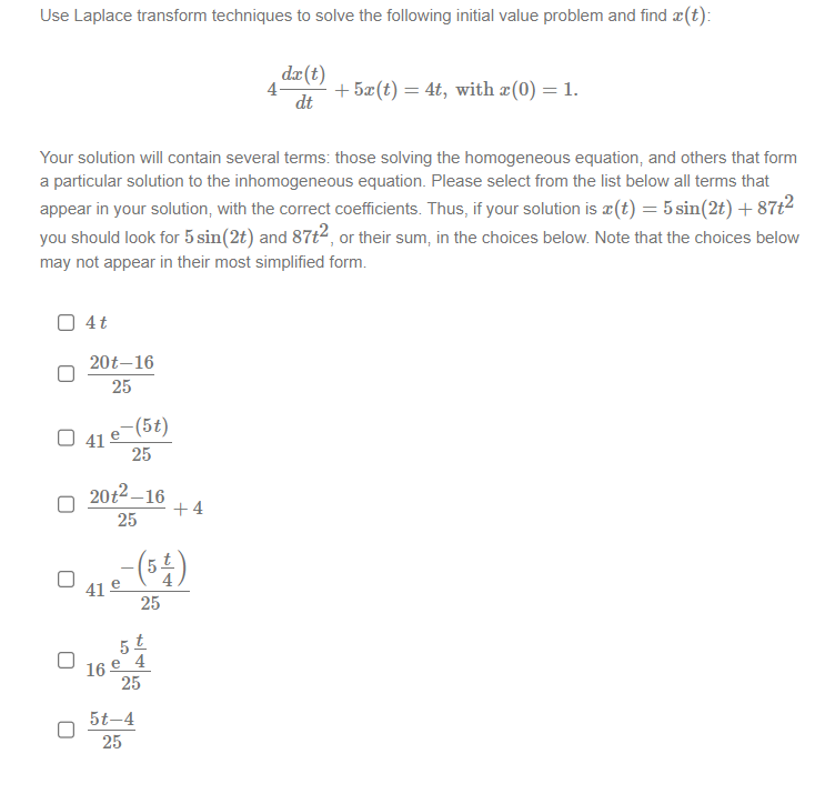 Solved Use Laplace transform techniques to solve the | Chegg.com
