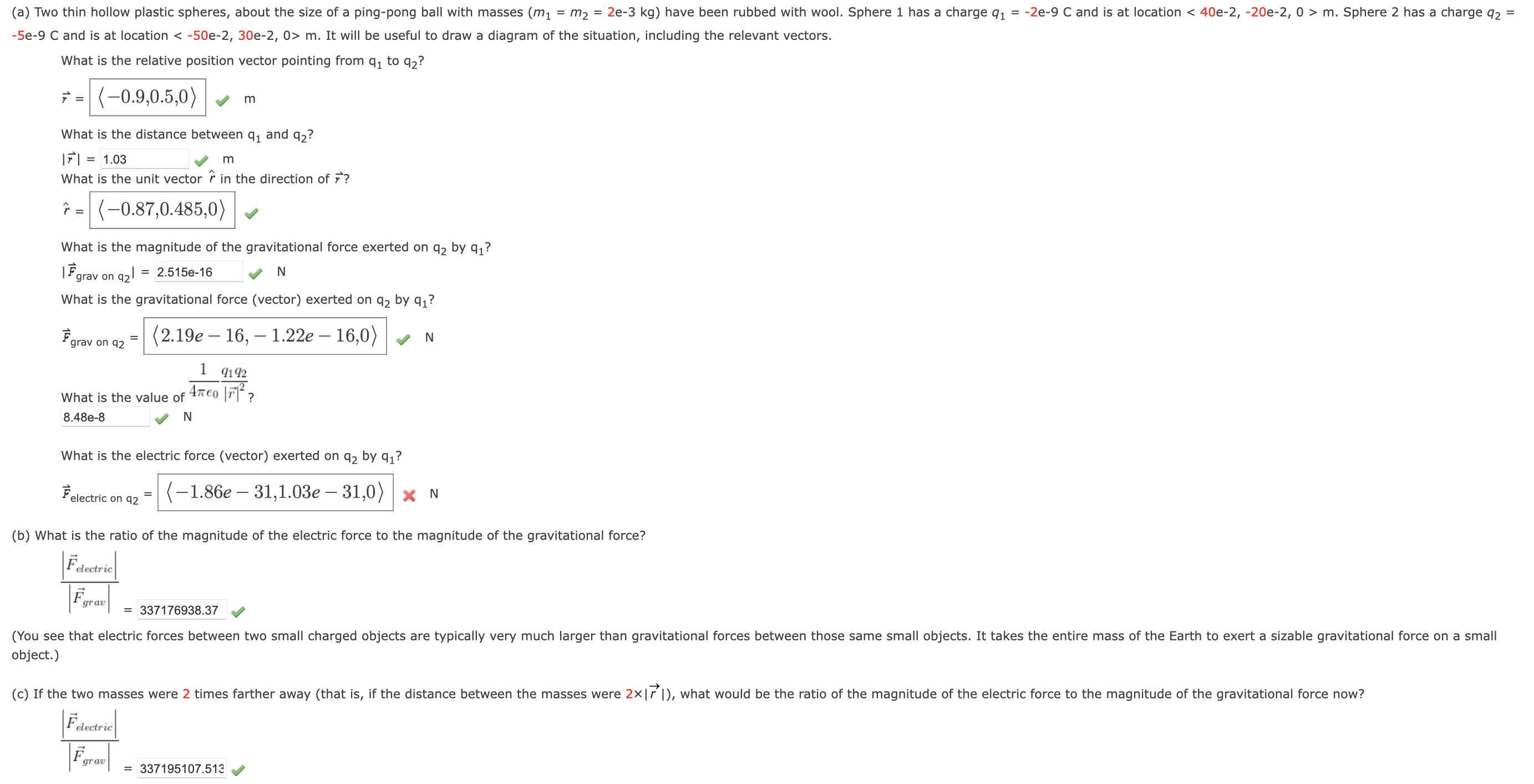 Solved What is the electric force (vector) exerted on q2 by | Chegg.com