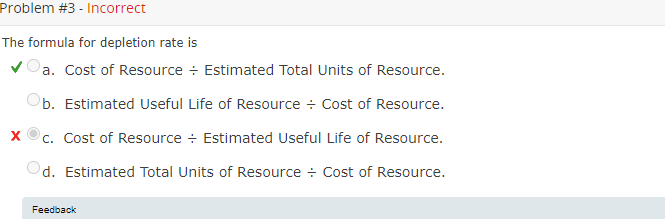 Solved The formula for depletion rate isa. Cost of Resource | Chegg.com