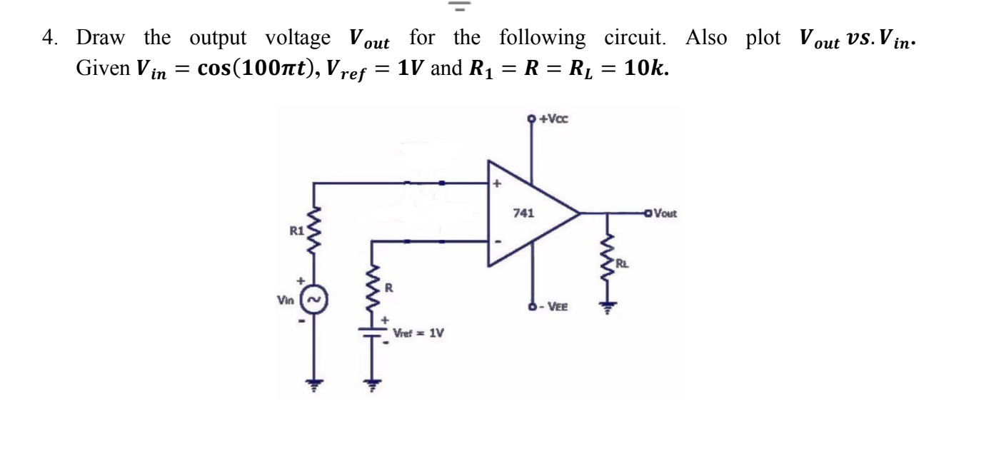 Solved 4. Draw the output voltage Vout for the following | Chegg.com Solved 4. Draw the output voltage Vout for the following | Chegg.com