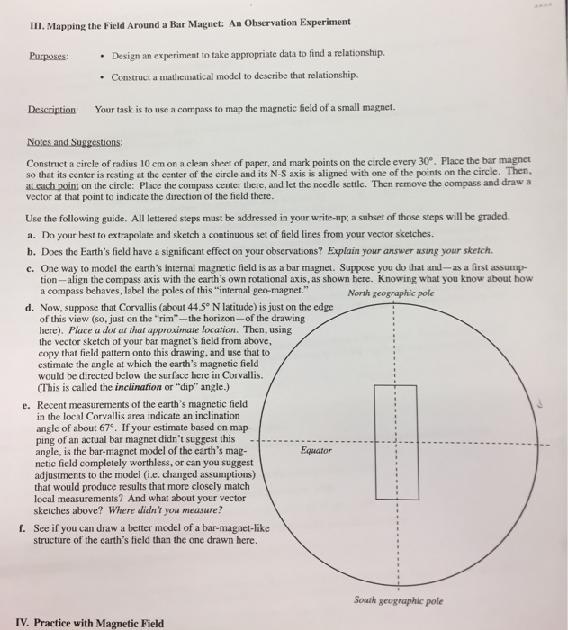 Solved III. Mapping the Field Around a Bar Magnet: An | Chegg.com