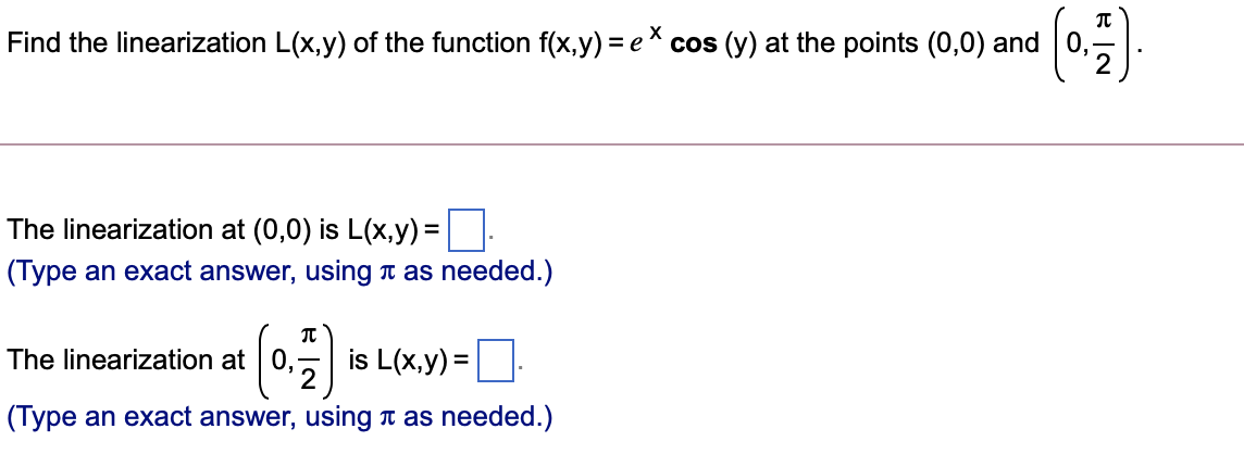 Solved Find the linearization L(x,y) of the function | Chegg.com