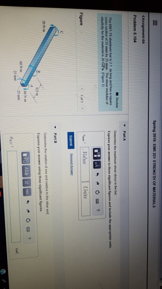 Solved Spring 2019: ENR 221 STRENGTH OF MATERIALS | Chegg.com