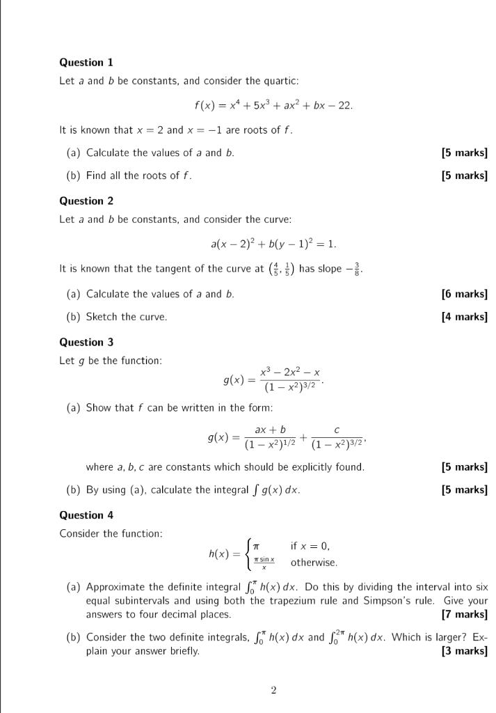 Solved Question 1 Let a and b be constants, and consider the | Chegg.com