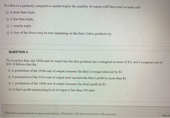 Solved If a firm in a perfeetly competitive market triples | Chegg.com
