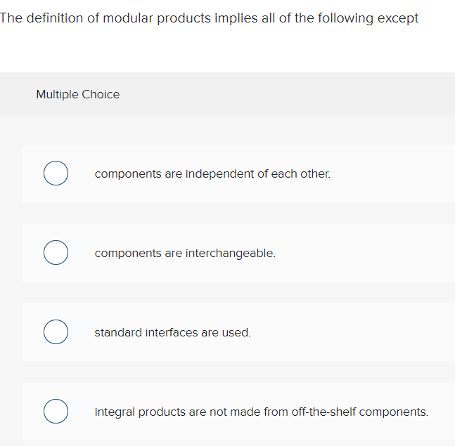Solved The definition of modular products implies all of the | Chegg.com