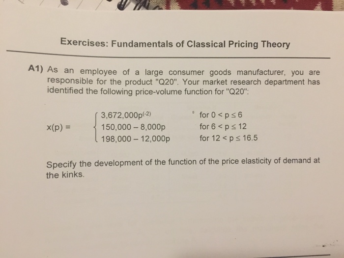 Solved Exercises: Fundamentals of Classical Pricing Theory | Chegg.com