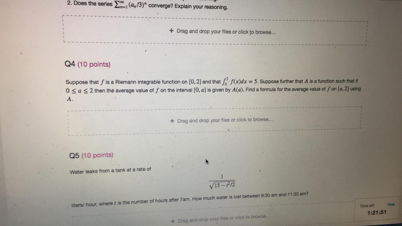 Solved 2. Does the series (an/3)" converge? Explain your | Chegg.com