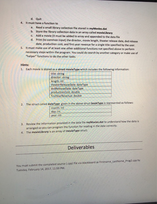 CSC 260-Computer Programming II Program #2: Movie | Chegg.com