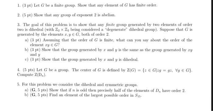Solved 1) Let G be a finite group... 2) show | Chegg.com Solved 1) Let G be a finite group... 2) show | Chegg.com