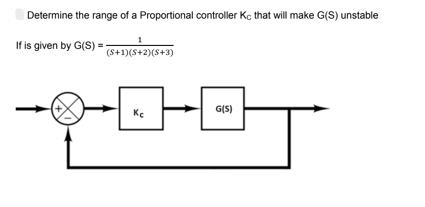 Solved Determine the range of a Proportional controller KC | Chegg.com