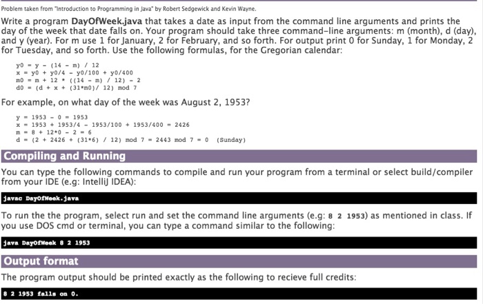 Solved Problem taken from Introduction to Programming in | Chegg.com