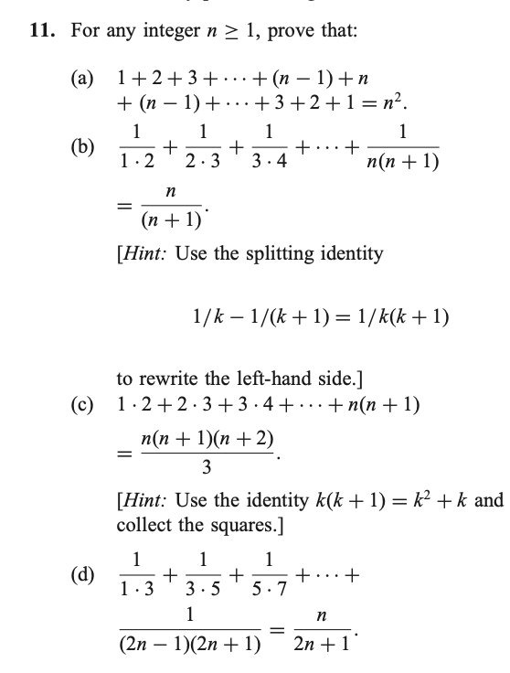 Solved 11. For any integer n≥1, prove that: (a) | Chegg.com