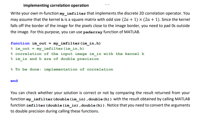 Implementing correlation operation Write your own | Chegg.com