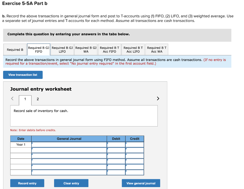 Solved ! Required information Exercise 5-5A Effect of | Chegg.com