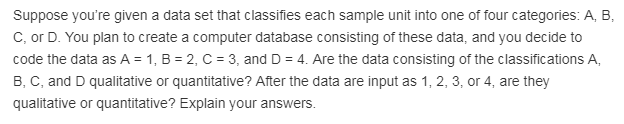 Solved Suppose You Re Given A Data Set That Classifies Each