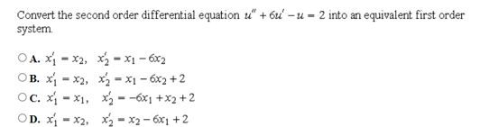 Solved Convert the second order differential equation | Chegg.com