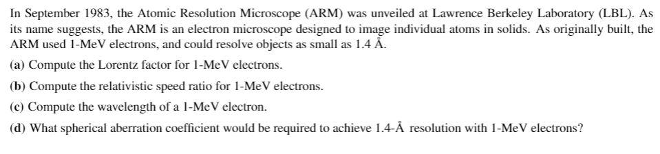 Solved In September 1983, the Atomic Resolution Microscope | Chegg.com