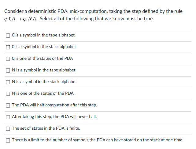 Solved Consider a deterministic PDA, mid-computation, taking | Chegg.com