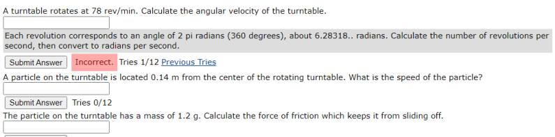 Solved A turntable rotates at 78rev/min. Calculate the | Chegg.com
