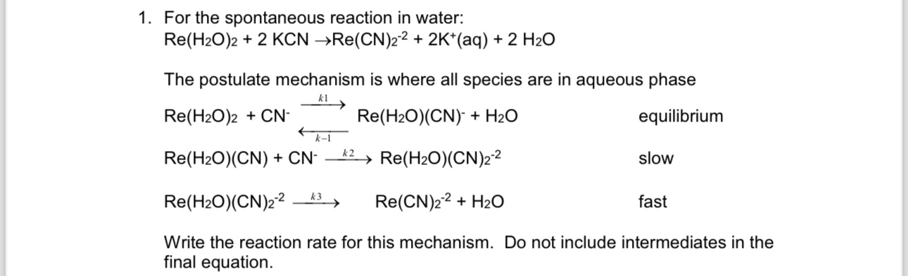 Solved For the spontaneous reaction in water: | Chegg.com