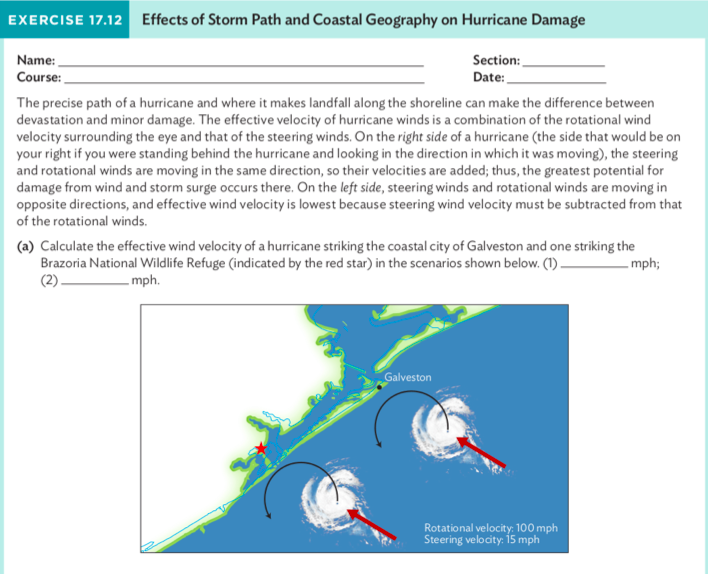 Solved EXERCISE 17.12 Effects of Storm Path and Coastal | Chegg.com
