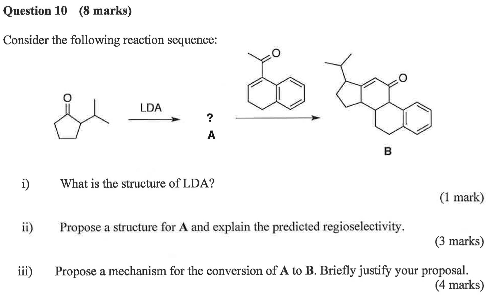 Solved Consider the following reaction sequence: LDA ? A B | Chegg.com