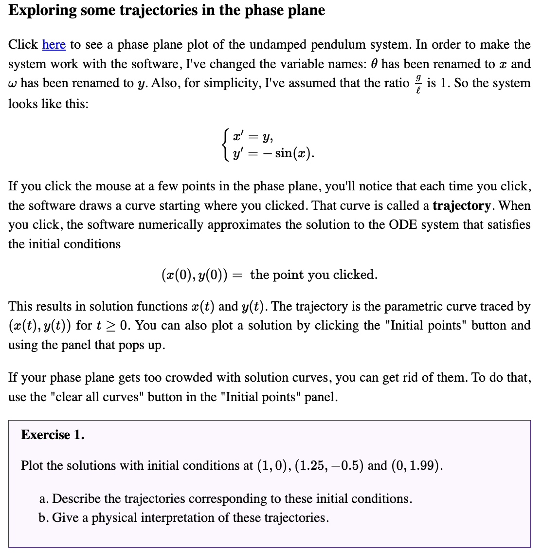 Solved Exploring some trajectories in the phase planeClick | Chegg.com