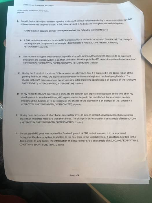 Genes, Developmentand Evelubion iage with various | Chegg.com