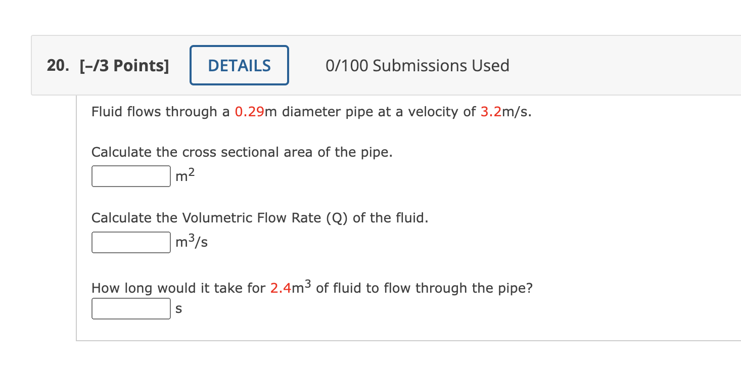 Solved Fluid flows through a 0.29 m diameter pipe at a | Chegg.com