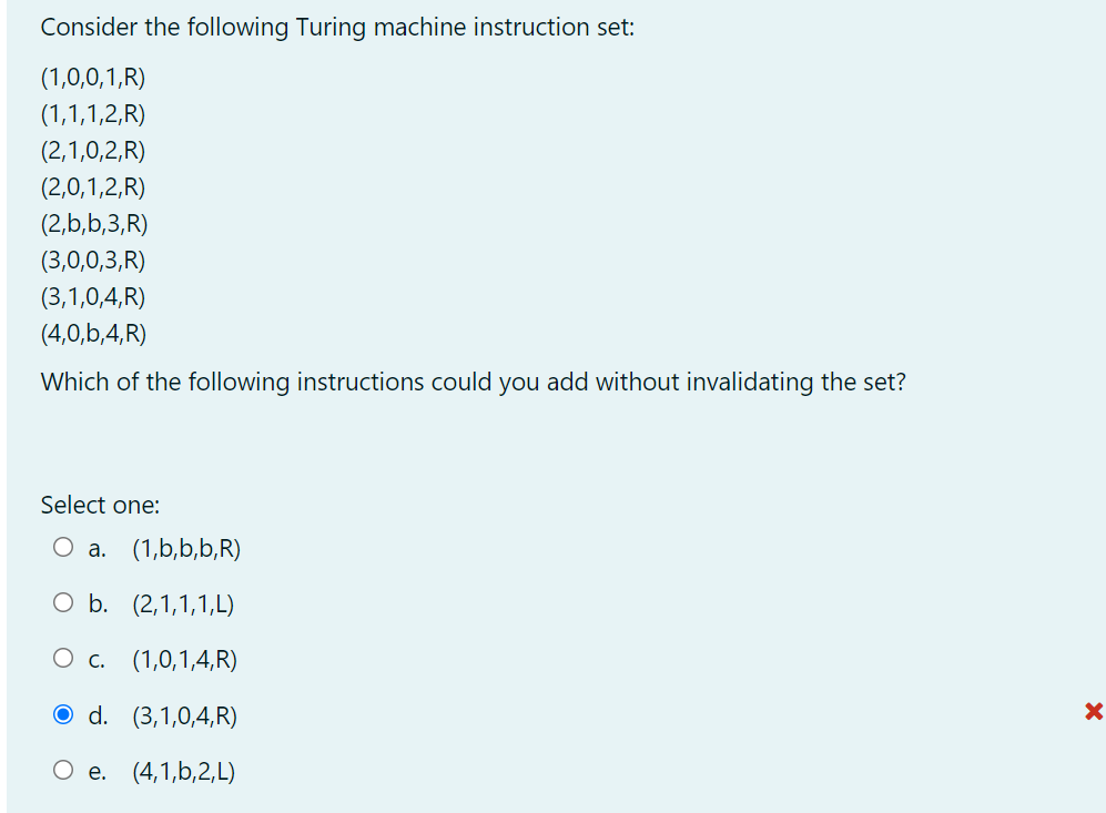 Solved Consider the following Turing machine instruction | Chegg.com